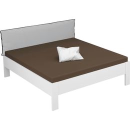 Futonbett Rauch, B:186cm H:107cm L:208cm, weiß, Betten, "Aditio", Kopfteil Webstoff mit abgesetztem Keder