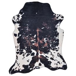 Fellteppich Gino Falcone, B:190cm H:3mm L:250cm, schwarz-wei&szlig;, Kunstfaser, Teppiche, "Emilia", Kunstfell, bedruckt, Kuhfell-Optik, ideal im