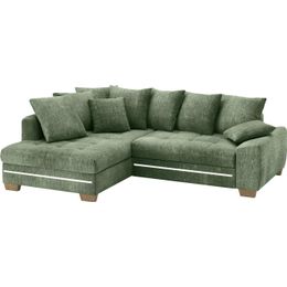 Ecksofa MR. COUCH, B:243cm H:88cm T:190cm, grün, Dolce (100% Polyester), Wohnzimmer, Sofas, "Nikita II, L-Form", mit RGB-LED Beleuchtung, wahlweise