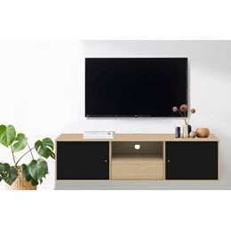 TV-Board, B:161,5cm H:42cm T:45cm, weiß, HAMMEL FURNITURE, Sideboards, "Mistral Fernsehschrank, Medienmöbel, Hängend", mit Türen mit Akustikstoff,