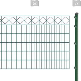 Arvotec Doppelstabmattenzaun "EXCLUSIVE 120 zum Einbetonieren "Karo" mit Zierleiste", H/L: 120cm x 12m, Pfosten: 7 Stk., grün, Zaunelemente, Zaunhöhe