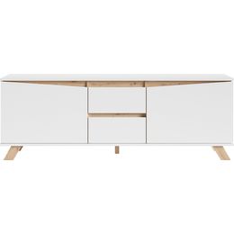 Lowboard Inosign, B:160cm H:55cm T:38cm, weiß, Melamin, Spanplatte, Wohnzimmer, Sideboards, "Valentin", 160cm TV Board mit 2 Türen und 2 Schubkästen