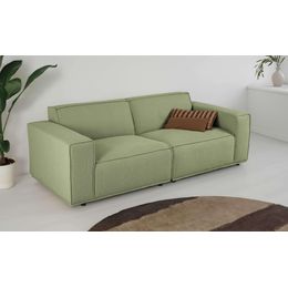 3-Sitzer Home Affaire, B:228cm H:75cm T:96cm, grün, 100% Polyester, Sofas, "Avelin, 228 cm, Chenille, Struktur-Boucle", mit Wellenunterfederung,
