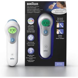 Braun Stirn-Fieberthermometer "No touch + touch Stirnthermometer - BNT300", weiß, Kunststoff, B:4cm H:15cm T:5cm, Temperaturmessgeräte, Mit Position