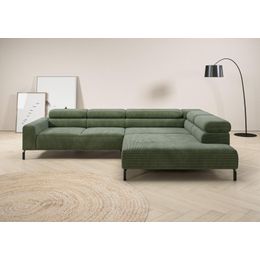 Ecksofa Places of Style, B:312cm H:71cm T:219cm, grün, 95% Polyester, 5% Nylon, Wohnzimmer, Sofas, "Antonelli, L-Form, inkl. Kopfteilverstellung,