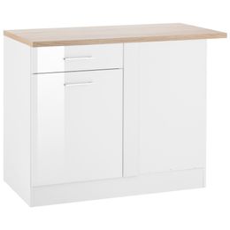 Eckunterschrank KOCHSTATION, B:110cm H:85cm T:60cm, weiß, Küche, Schränke, "KS-Haiti"