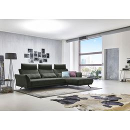 Ecksofa DIE PLANBAR, B:285cm H:84cm T:178cm, grün, 100% Polyester, Wohnzimmer, Sofas, "MP-IN20041 L-Form", optional Sitztiefenverstellung und