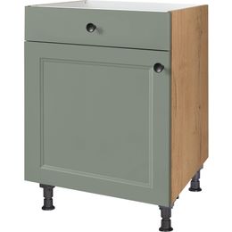 Kochfeldumbauschrank Nobilia, B:60cm H:87cm T:58,3cm, gr&uuml;n, Schr&auml;nke, ""Cascada", mit Schukasten und T&uuml;r, Ausrichtung w&auml;hlbar", vormontiert, Breite