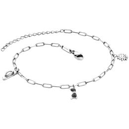 JULIE JULSEN Damen Fu&szlig;kette "Edelstahl rhodiniert", 22+5cm, Edelstahl, wei&szlig;, Edelstahl, Fu&szlig;ketten