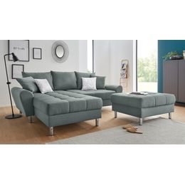 Ecksofa Collection AB, B:235cm H:86cm T:188cm, grün, Struktur (100% Polyester); Samtoptik (100% Polyester), Wohnzimmer, Sofas, "Rada L-Form",