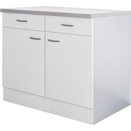 Unterschrank Flex-Well, B:100cm H:85cm T:60cm, wei&szlig;, Holzwerkstoff, K&uuml;che, Schr&auml;nke, "Wito", (B x H x T) 100 x 85/86 x 60 cm, f&uuml;r viel Stauraum
