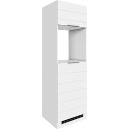 Backofenumbauschrank KOCHSTATION, B:60cm H:200cm T:60cm, wei&szlig;, MDF, Schr&auml;nke, "KS-Luhe", 60 cm breit, hochwertige MDF-Fronten mit waagerechter Lisene