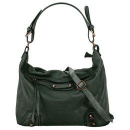 Samantha Look Damen Shopper, grün, Leder, leicht glänzend, unifarben, Taschen, echt Leder, Made in Italy