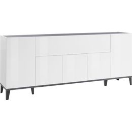 Sideboard Inosign, B:200cm H:82cm T:40cm, weiß, FSC-zertifizierter Holzwerkstoff, Wohnzimmer, Sideboards, "Sunrise", Kommode mit 5 Türen und 1