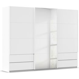 Schwebetürenschrank Rauch, B:271cm H:210cm T:62cm, weiß, Holzwerkstoff, Schränke, "Kleiderschrank Schrank Garderobe Wäscheschrank ELARA mit Spiegel",