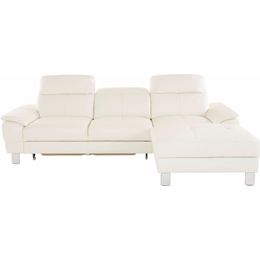 Ecksofa, B:270cm H:94cm T:175cm, weiß, exxpo - SOFA FASHION, Kunstleder SOFTLUX;NaturLEDER (echtes Rindsleder) in Sitz und Rücken. Korpus in