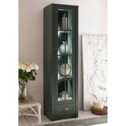 Vitrine Home Affaire, B:50cm H:197cm T:43cm, grün, Glas, Holzwerkstoff, MDF, Metall, Wohnzimmer, Schränke, "Ascot", Höhe 197 cm