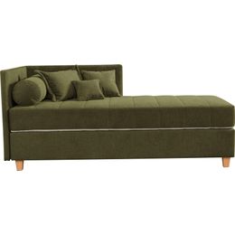 Schlafsofa Alina, B:201cm H:90,5cm T:101cm, grün, Chenille GCP (100% Polyester), Kinderzimmer, Sofas, "Kona", 7-Zonen Taschenfederkernmatratze,