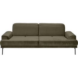 3-Sitzer Musterring, B:228cm H:79cm T:130cm, grün, 100% Polyester, Sofas, "MR 4580", inkl. Kopf- und Sitztiefenverstellung, Fuß schwarz, B228 x T103