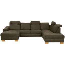 Wohnlandschaft Home Affaire, B:338cm H:86cm T:219cm, grün, Luxus-Microfaser Lederoptik (100% Polyester), Sofas, "Dundee U-Form", wahlweise mit