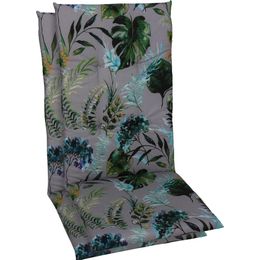 Hochlehnerauflage GO-DE, B:48cm T:118cm, gr&uuml;n, Baumwolle, Polyester, Polsterauflagen, gr&uuml;n/anthrazit, Ma&szlig;e ca.: 48 cm x 5 cm x 118 cm