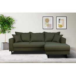 Ecksofa Home Affaire, B:230cm H:76cm T:150cm, grün, 100% Polyester, Wohnzimmer, Sofas, "VEYRAS L-Form, hoher Sitzkomfort, Maße B/T/H: 230/150/76 cm",