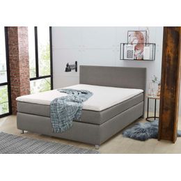 Jockenh&ouml;fer Boxbett, B:144cm L:216cm, grau, JOCKENH&Ouml;FER GRUPPE, Bezug Bett: Mictrofaser (100% Polyester);Topper und Matratzenspiegel: 100% Polyester,