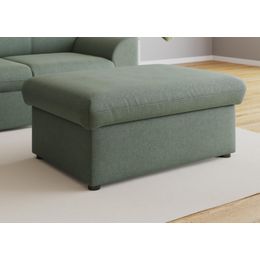 Hocker DOMO collection, B:93cm H:40cm T:69cm, gr&uuml;n, Wohnzimmer, Hocker, "Topper", mit Wellenunterfederung, auf Kunststoffgleitern