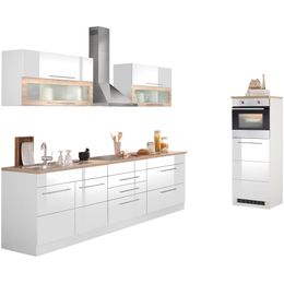K&uuml;chenzeile KOCHSTATION, B:340cm T:60cm, wei&szlig;, Komplettk&uuml;chen-Sets, "KS-Wien", Breite 340 cm, wahlweise mit E-Ger&auml;ten und Induktion