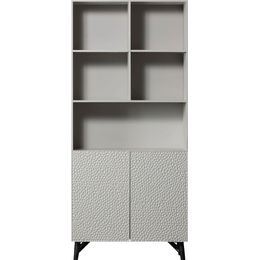 Regal Woood, B:90cm H:200cm T:37cm, wei&szlig;, Holz teilmassiv, Garage, Regale, "Carve Standregal mit 2 T&uuml;ren", mit offenen F&auml;chern, 2 T&uuml;ren, H 200 cm x B