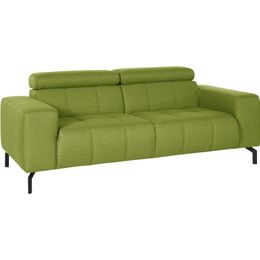 2-Sitzer DOMO collection, B:208cm H:79cm T:104cm, grün, Sofas, "Cunelli zeitlos und elegant, moderne Sitznähte als Designelement", wahlweise mit