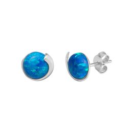 Vivance Damen Paar Ohrstecker "925/- Sterling Silber rhodiniert imit. Opal blau", one-size, Silber 925 (Sterlingsilber), wei&szlig;, Silber 925