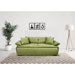 Schlafsofa Inosign, B:224cm H:48cm T:104cm, grün, 100%Polyester, Kinderzimmer, Sofas, "Romeo", mit Boxspringaufbau, Bettfunktion & Bettkasten,