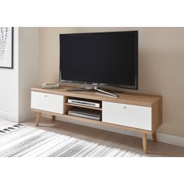 Lowboard Andas, B:160cm H:40cm T:50cm, weiß, Holzwerkstoff, Wohnzimmer, Sideboards, "Merle", Scandi Design, Breite 160 cm