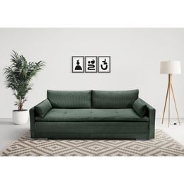 Schlafsofa Inosign, B:218cm T:96cm, grün, 100%Polyester, Kinderzimmer, Sofas, "Andrea", mit Boxspringaufbau, Bettfunktion & Bettkasten,