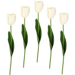 Kunstblume I.GE.A., B:4cm H:67cm L:4cm, weiß, Kunstpflanzen, "Real Touch Tulpen", 5er Set künstliche Tulpenknospen, Kunstblumen, Stielblume
