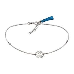 Vivance Damen Fu&szlig;kette "925 Silber Lotusbl&uuml;te + Quaste", 23+2cm, Silber 925 (Sterlingsilber), wei&szlig;, Silber 925 (Sterlingsilber), Fu&szlig;ketten
