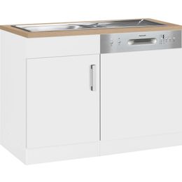 Spülenschrank KOCHSTATION, B:110cm H:85cm T:60cm, weiß, Spanplatte, Küche, Schränke, "KS-Gera", Breite 110 cm