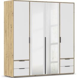 Drehtürenschrank Rauch, B:187cm H:194cm T:53cm, weiß, Holzwerkstoff, Schränke, "Kleiderschrank Schrank Garderobe Wäscheschrank NAGATA mit Spiegel",