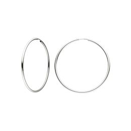 Jobo Damen Paar Creolen, 48mm, Wei&szlig;gold 585, wei&szlig;, Wei&szlig;gold 585, Ohrringe, 585 Wei&szlig;gold 48 mm