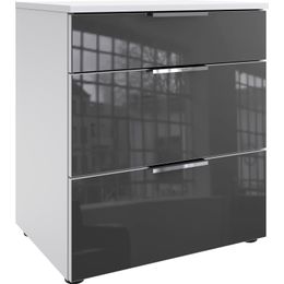 Nachtkommode wimex, B:54cm H:61cm T:41cm, wei&szlig;, Spanplatte, Sideboards, "Level36 C by fresh to go", mit Glaselementen auf der Front, soft-close