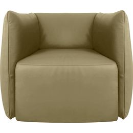 Sessel Egoitaliano, B:80cm H:68cm T:80cm, gr&uuml;n, Leder &raquo;BULL&laquo; (echtes Rindsleder). Geschliffenes, pigmentiertes und behandeltes Rindsleder mit einer