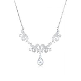 Elli Premium Damen Collierkettchen "Ornament Zirkonia Weiß 925 Sterling Silber", 45,mit Steinen, Silber 925 (Sterlingsilber), L: 45, weiß, Silber 925