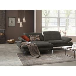 Ecksofa W.Schillig, B:294cm H:87cm T:185cm, grün, Chenille-Flachgewebe R66 (85% Polyester, 15% Nylon);Longlife Xtra-Leder Z59: Glattleder mit