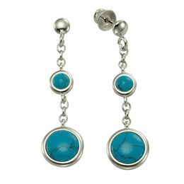 Vivance Damen Paar Ohrh&auml;nger "925/- Sterling Silber rhodiniert T&uuml;rkis", one-size, Silber 925 (Sterlingsilber), wei&szlig;, Silber 925 (Sterlingsilber),