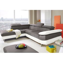 Ecksofa Inosign, B:279cm H:73cm T:228cm, wei&szlig;, Wohnzimmer, Sofas, "Solution L-Form", mit Arm- & Kopfteilverstellung, wahlweise mit Bettfunktion