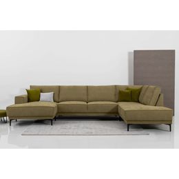 Wohnlandschaft Places of Style, B:345cm H:85cm T:210cm, grün, 100% Polyester, Sofas, "XXL Sofa Oland, Struktur, Flachgewebe, Luxus-Microfaser,