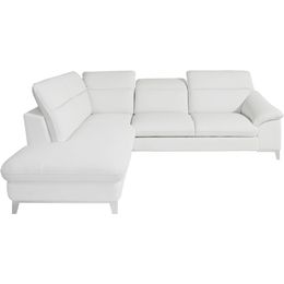 Ecksofa COTTA, B:293cm H:84cm T:232cm, weiß, Luxus-Kunstleder;NaturLeder, im Rücken mit schwarzem Spannstoff bezogen, Wohnzimmer, Sofas, "Teresa