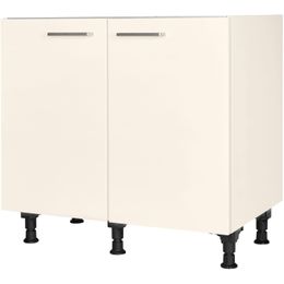 Sp&uuml;lenschrank Nobilia, B:90cm H:87cm T:58,3cm, wei&szlig;, K&uuml;che, Schr&auml;nke, ""Touch", vormontiert, mit h&ouml;henverstellbaren Sockelf&uuml;&szlig;en", Breite 90 cm