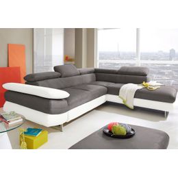 Ecksofa Inosign, B:279cm H:73cm T:228cm, weiß, Wohnzimmer, Sofas, "Solution L-Form", mit Arm- & Kopfteilverstellung, wahlweise mit Bettfunktion